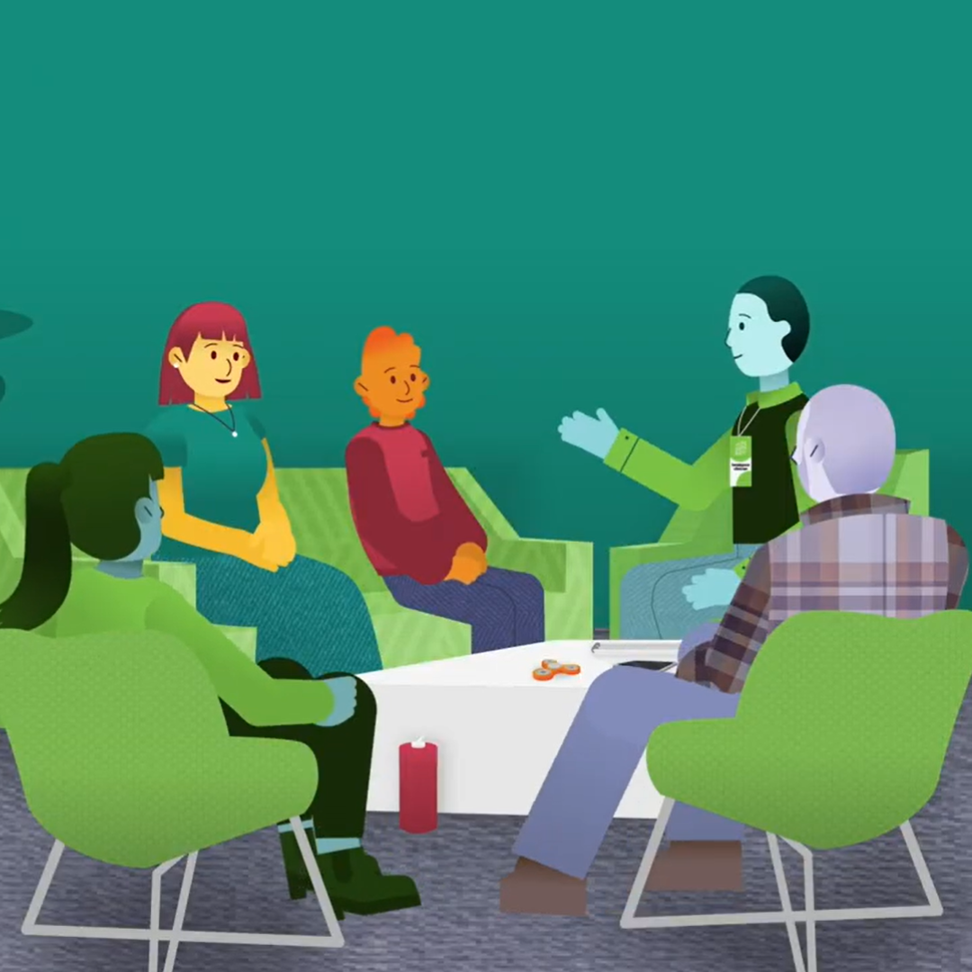 Young people collaborate on animation to explain family sessions