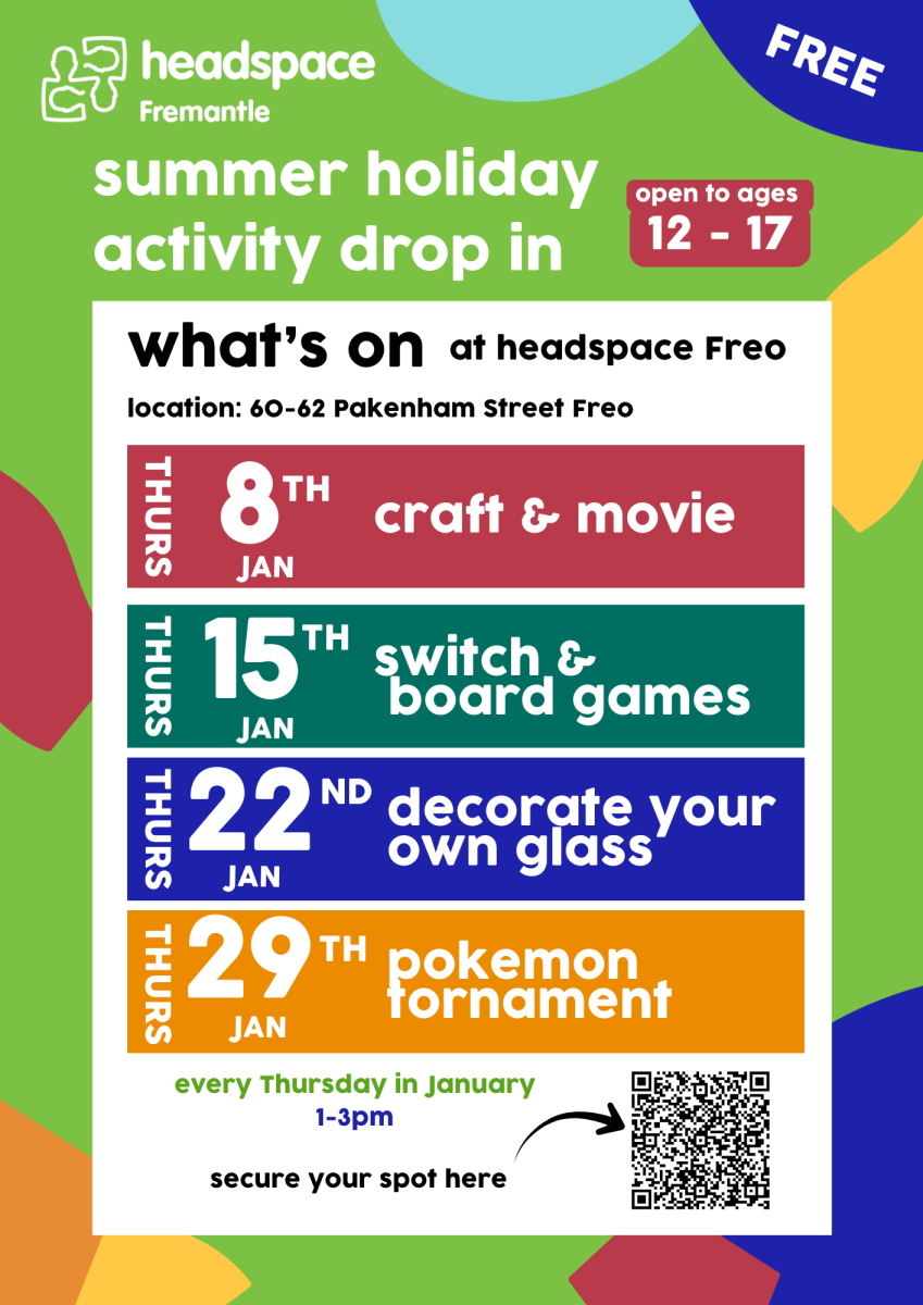Summer drop in activities at headspace Freo