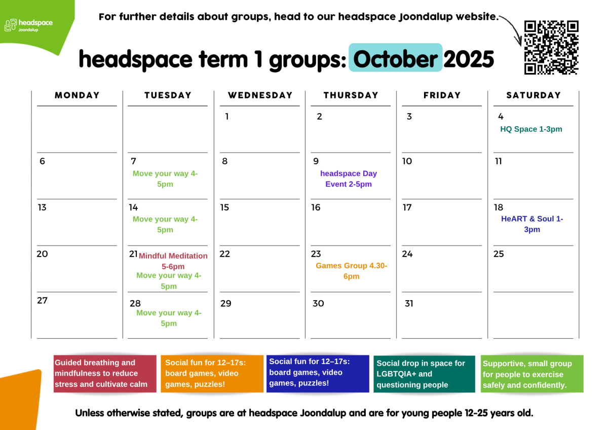 headspace Joondalup Term 4 Calendar