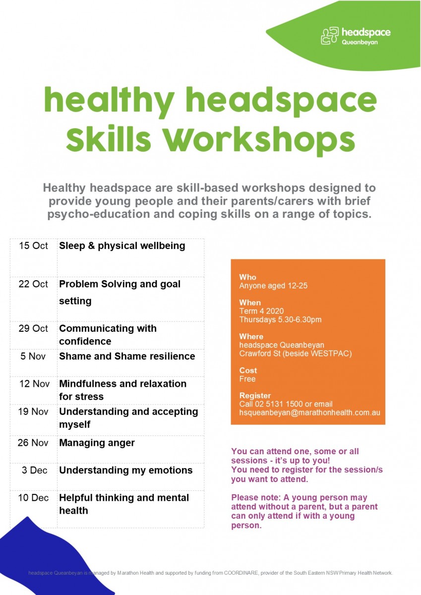Healthy Headspace Skills Workshops Term 4